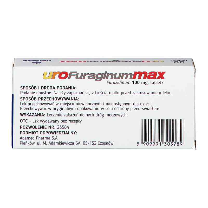 UroFuraginum Max 100 mg 30 | apteka internetowa apo-discounter.pl