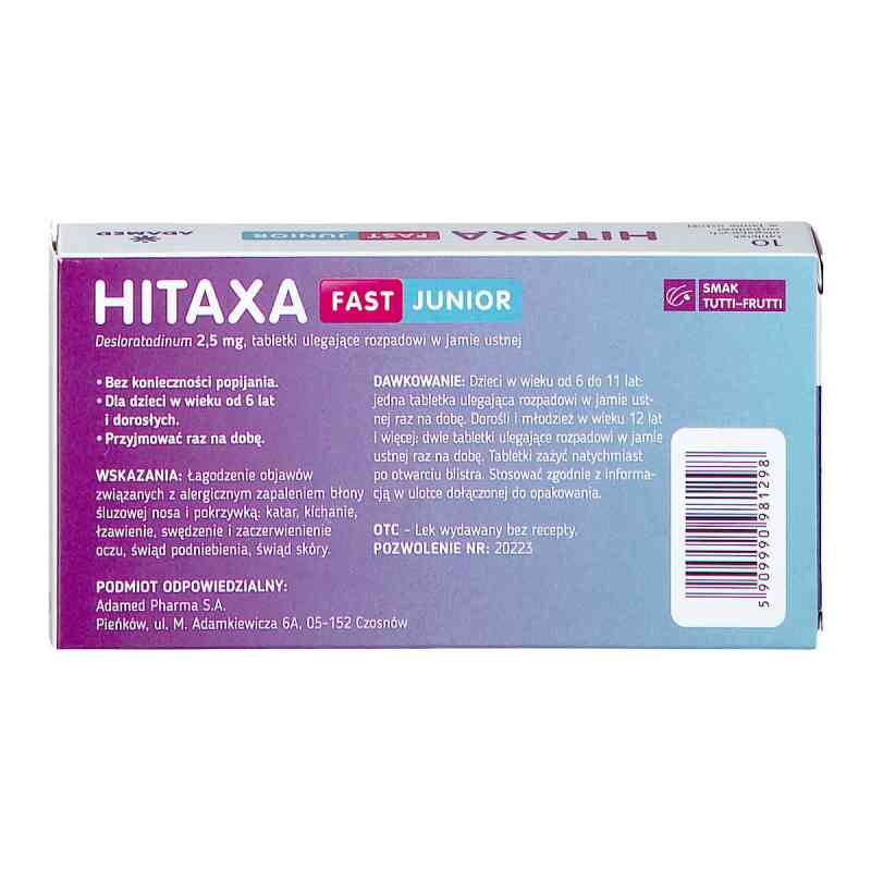 Hitaxa Fast junior tabletki 10 kup online | apteka internetowa apo ...