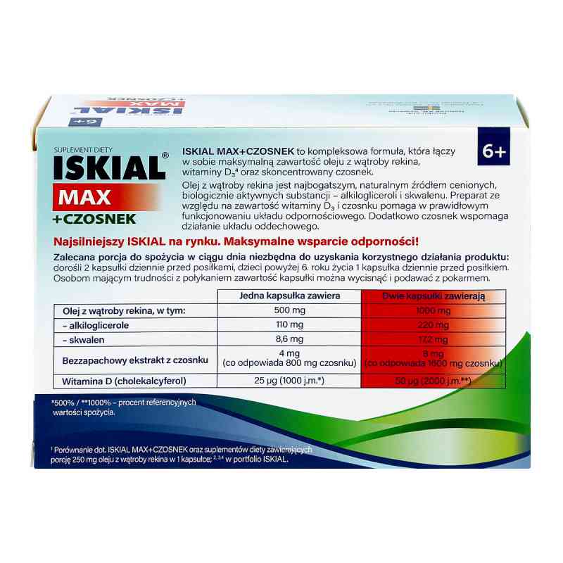 Iskial Max Czosnek 120 kapsułek, Iskial z czosnkiem - Apo-Discounter.pl