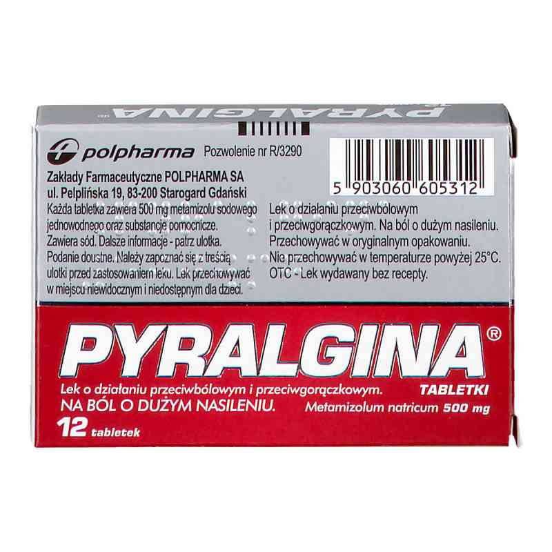 Pyralgina 500mg tabletki 12 kup online | apteka internetowa apo ...