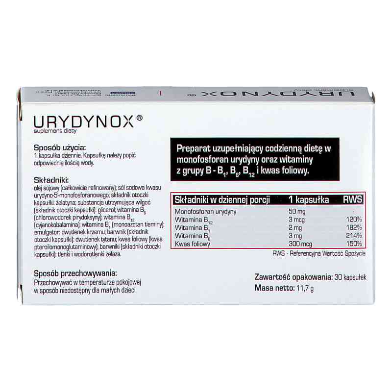 Urydynox kapsułki, monofosforan urydyny, Urydynox 30 kapsułek cena ...