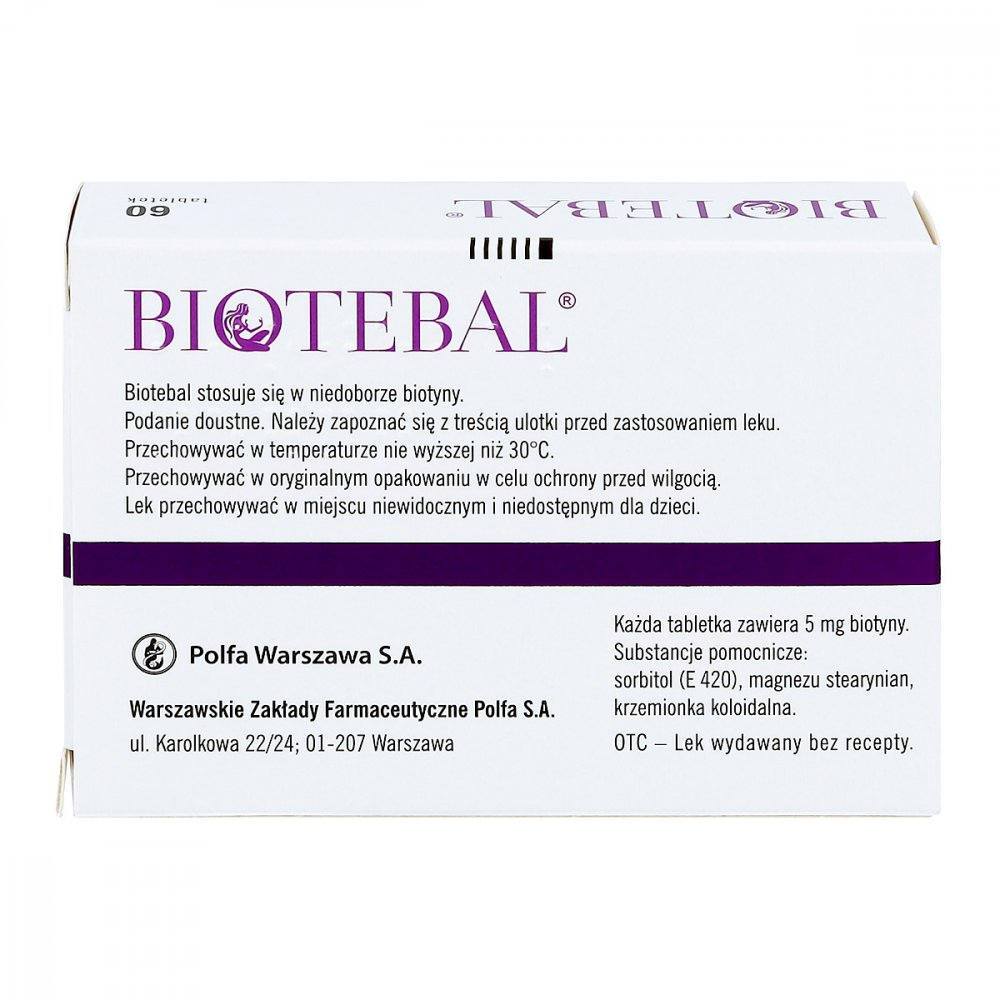 Biotebal 5mg 60 tabletek, Biotebal tabletki na włosy - Apo-Discounter.pl
