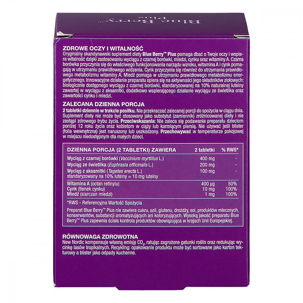 Blue Berry Plus 60 tabletek, Blue Berry Plus tabletki na oczy z borówką ...