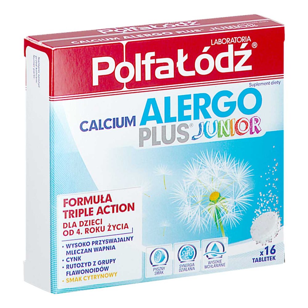 Calcium Alergo PLUS JUNIOR Laboratoria PolfaŁódź tabletki musujące 16