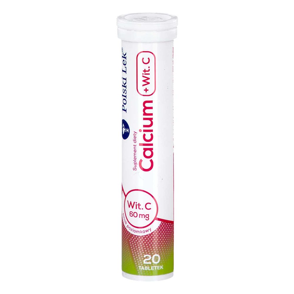 Calcium + witamina C smak poziomkowy tabletki musujące 20