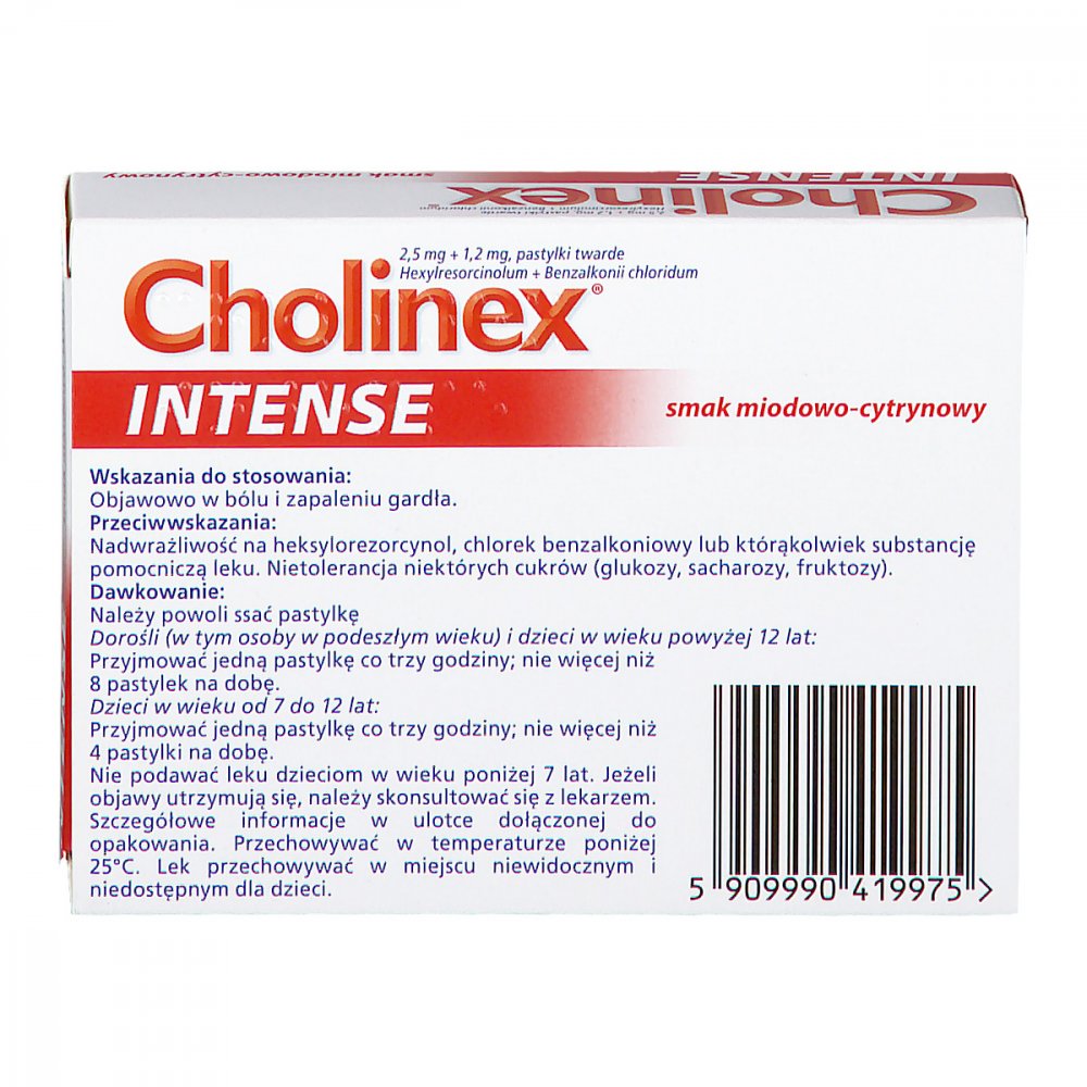 Cholinex Intense miodowo cytrynowy, skuteczny lek na ból gardła - Apo ...