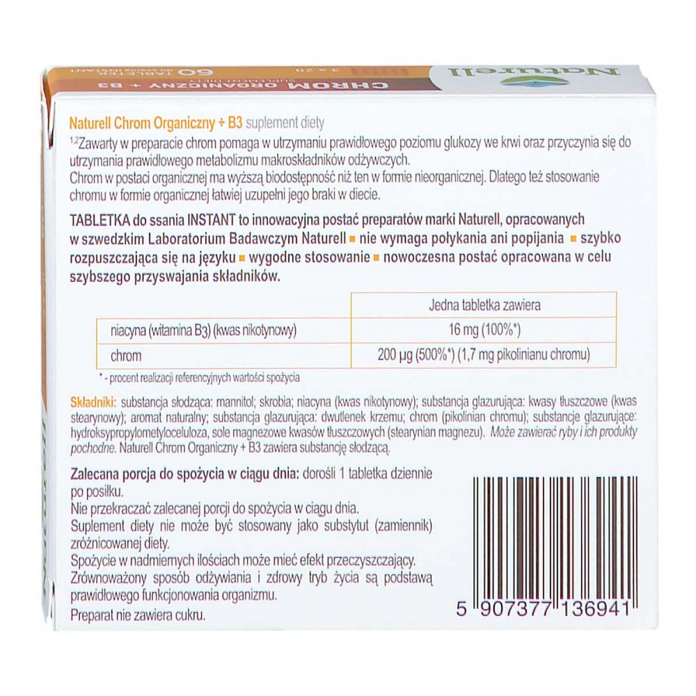 Chrom Organiczny + B3 tabletki do ssania 60 kup online