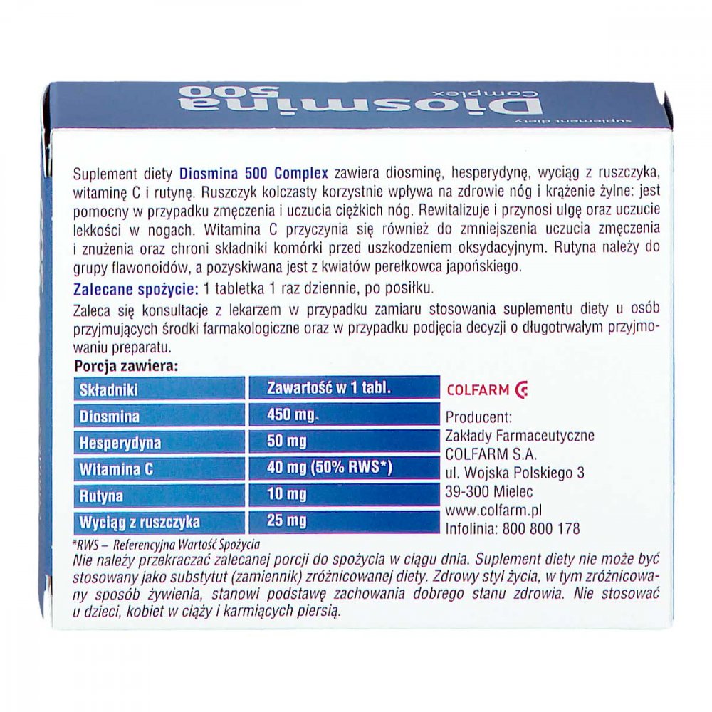 Diosmina 500 Complex tabletki powlekane 60 szt, diosmina i hesperydyna ...