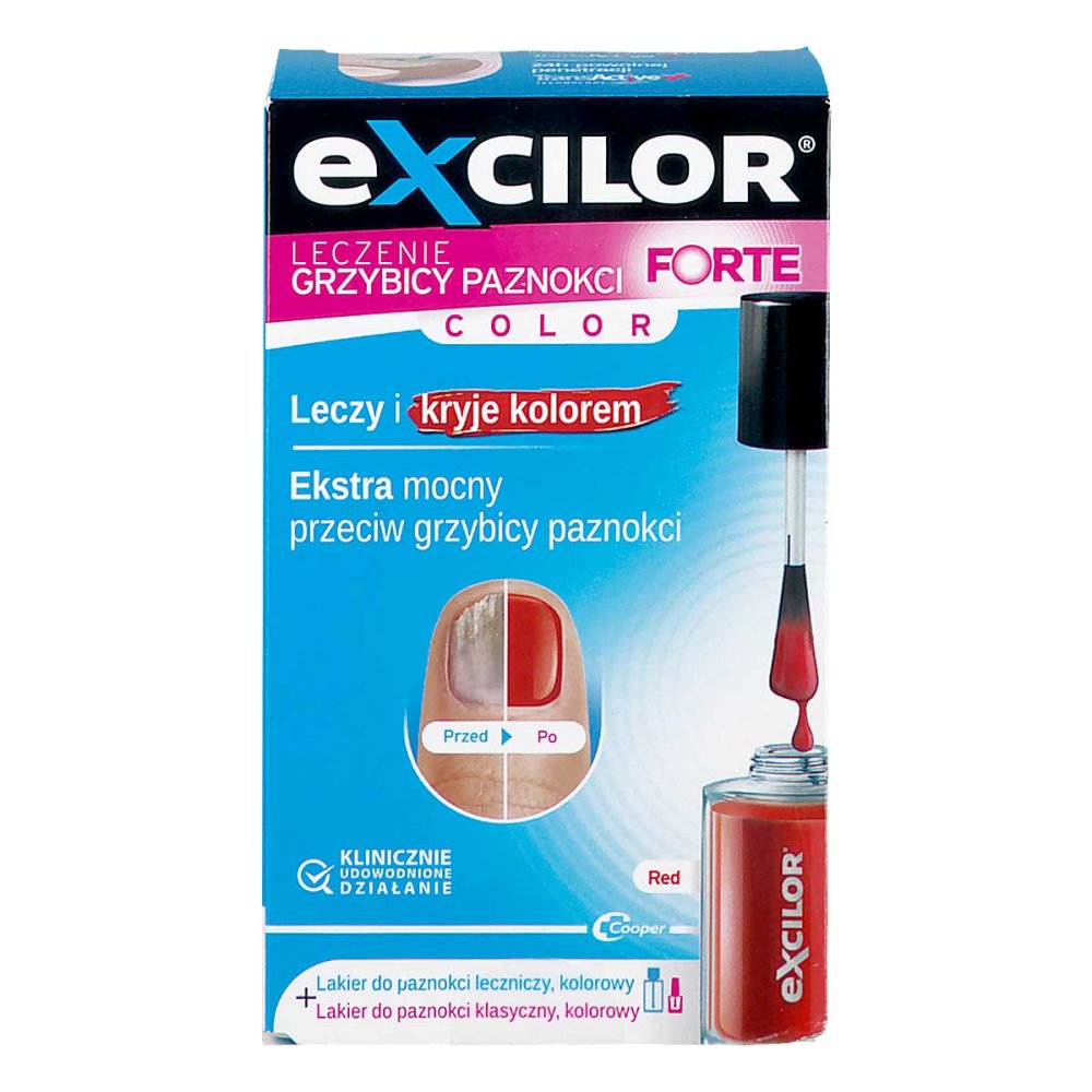 Excilor Forte Color red płyn na grzybicę paznokci lakier leczniczy ...
