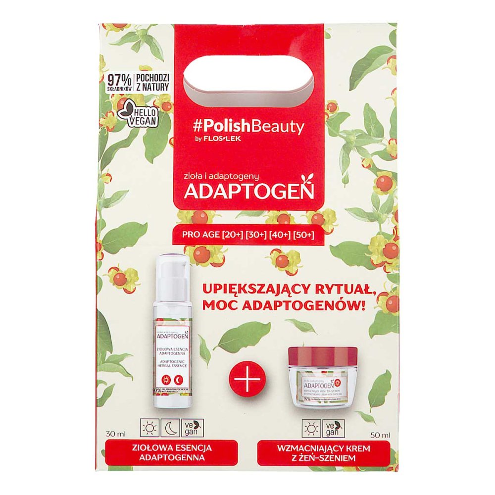 FLOS-LEK Zestaw ADAPTOGEN (Wzmacniający Krem z Żeń-Szeniem i Ziołowa ...