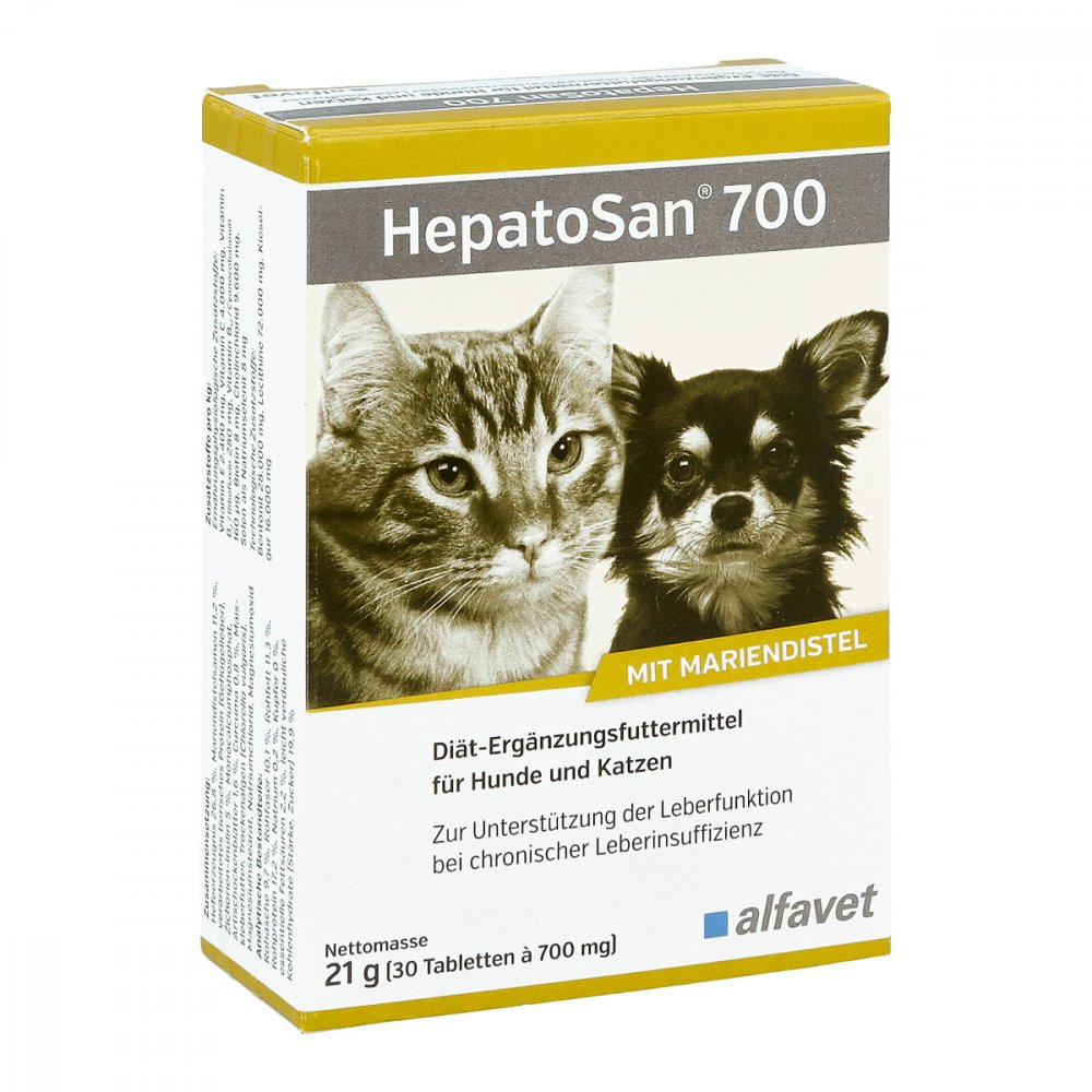 Hepatosan 700 Tab.ergänzungsfutterm.f.hund/katze 30 szt.