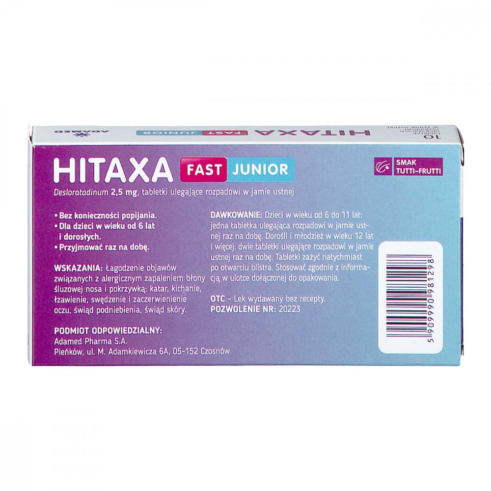 Hitaxa Fast junior tabletki 10 kup online | apteka internetowa apo ...