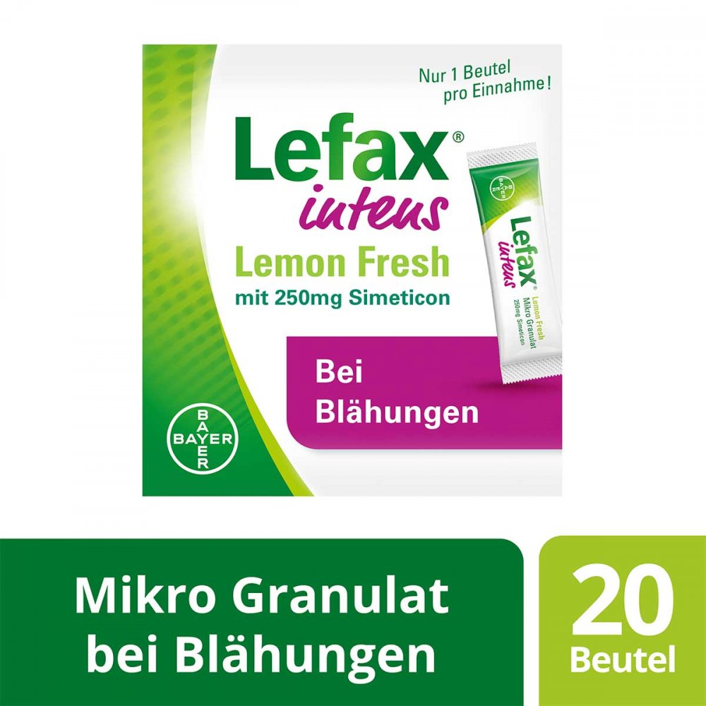 Lefax intens Lemon Fresh, mikro granulat z symetykonem 250 mg 20 szt.