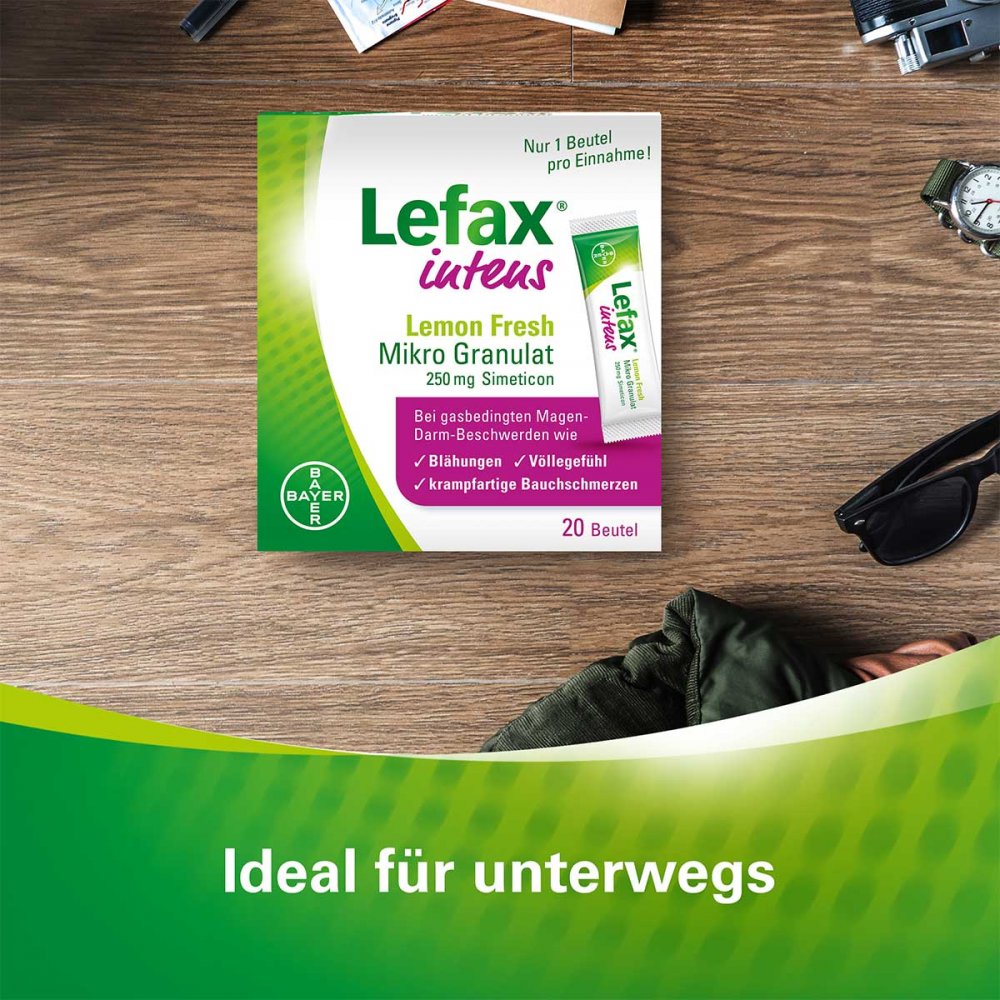Lefax intens Lemon Fresh, mikro granulat z symetykonem 250 mg 20 szt.