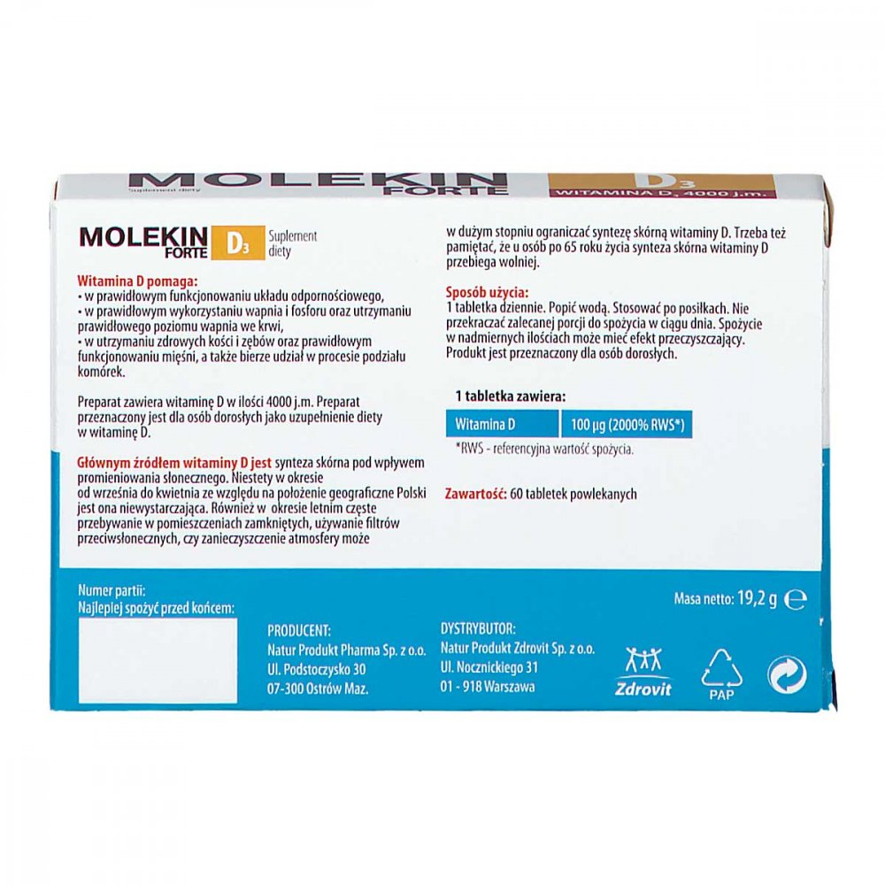 Molekin Forte witamina D3 tabletki powlekane 60 kup online