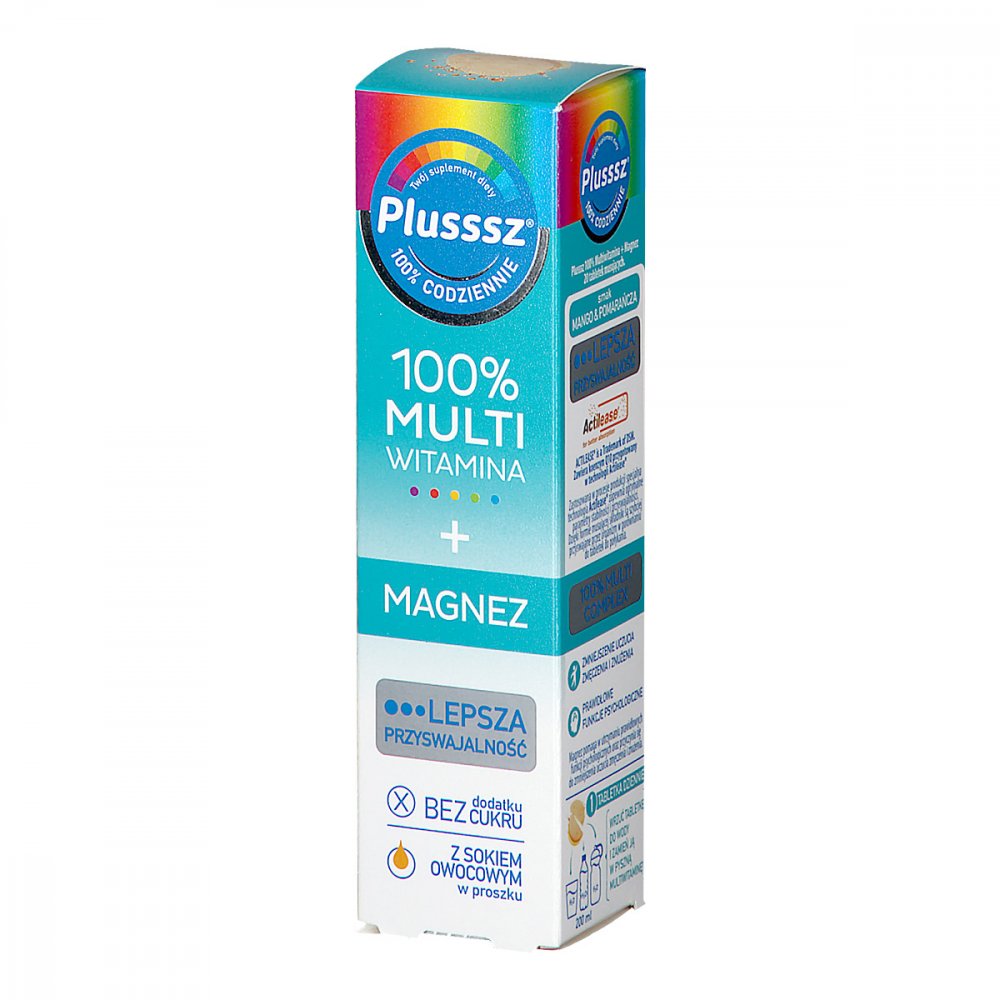 Plusssz 100% Multiwitamina + Magnez smak mango-pomarańcza 20