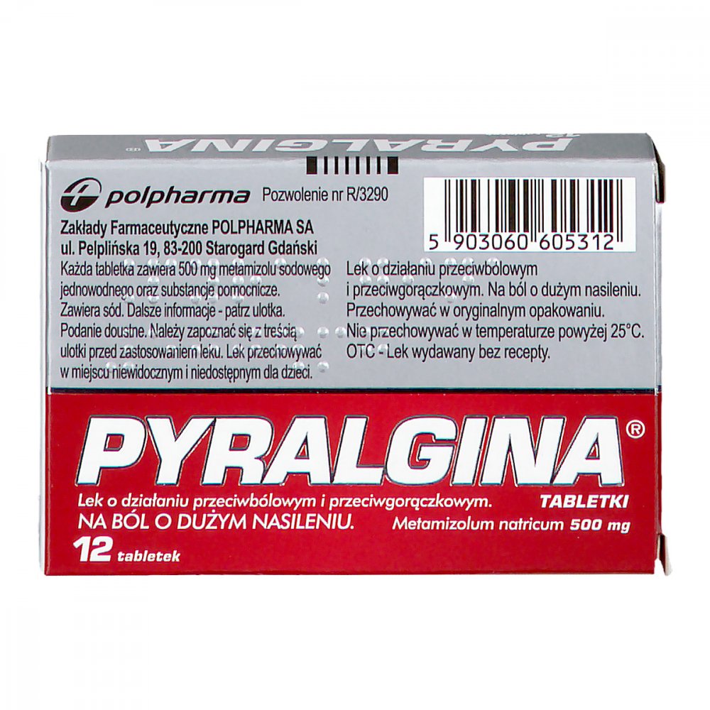 Pyralgina 500mg tabletki 12 kup online | apteka internetowa apo ...