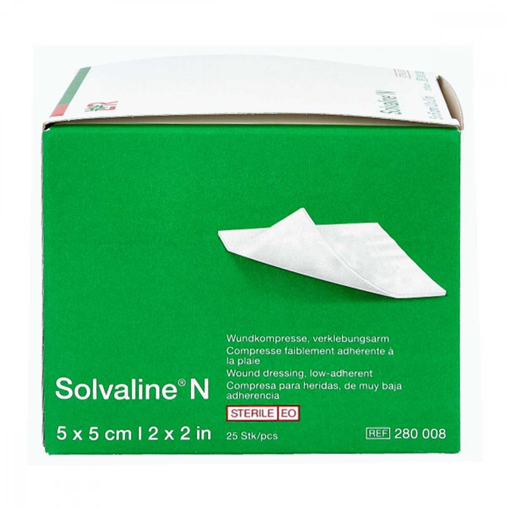 Solvaline N 5x5 cm steril Kompressen 25 szt. kup online