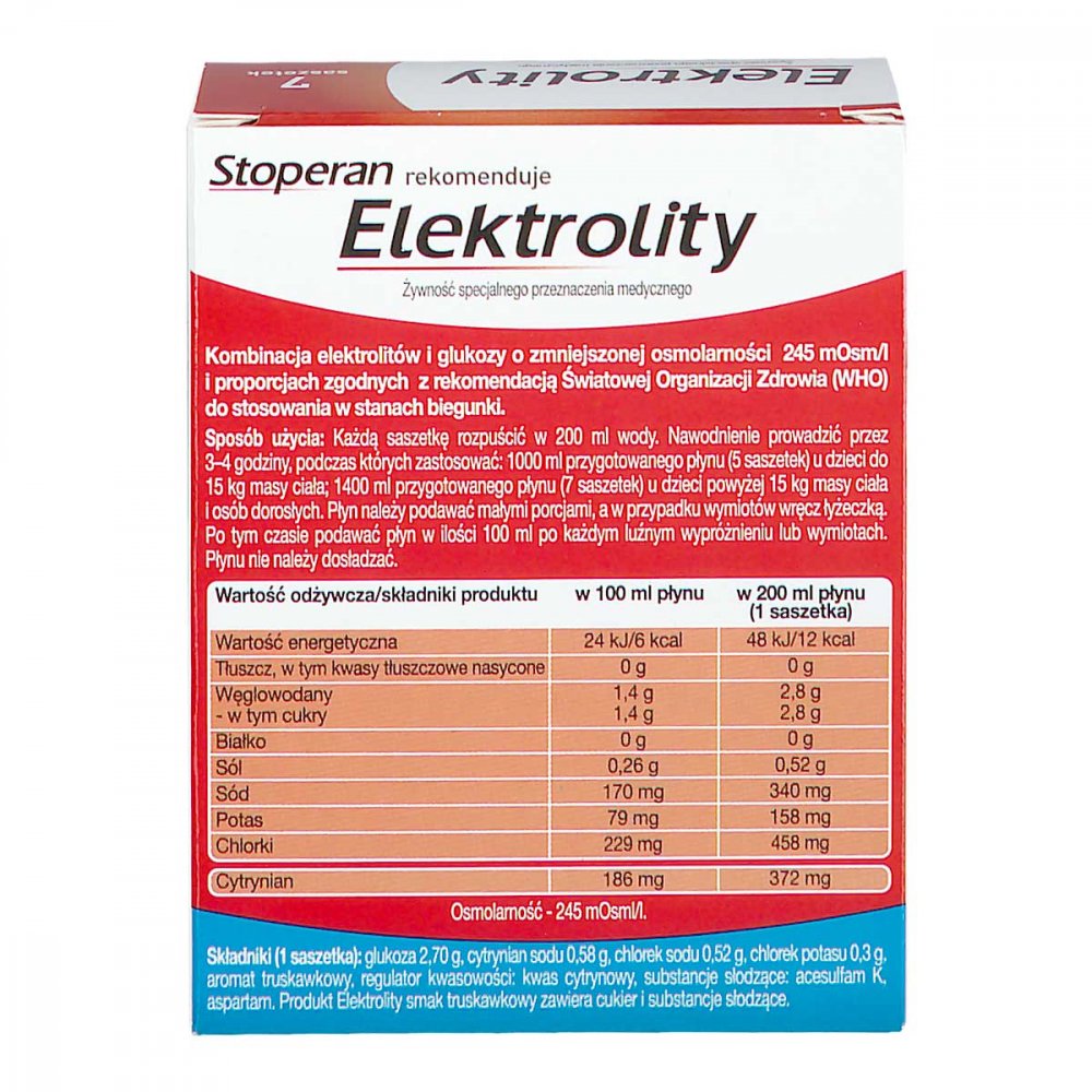 Stoperan Elektrolity, Stoperan truskawkowy saszetki - Apo-Discounter.pl