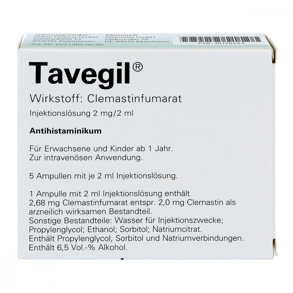 Tavegil 2 mg/2 ml ampułki 5X2 ml kup online