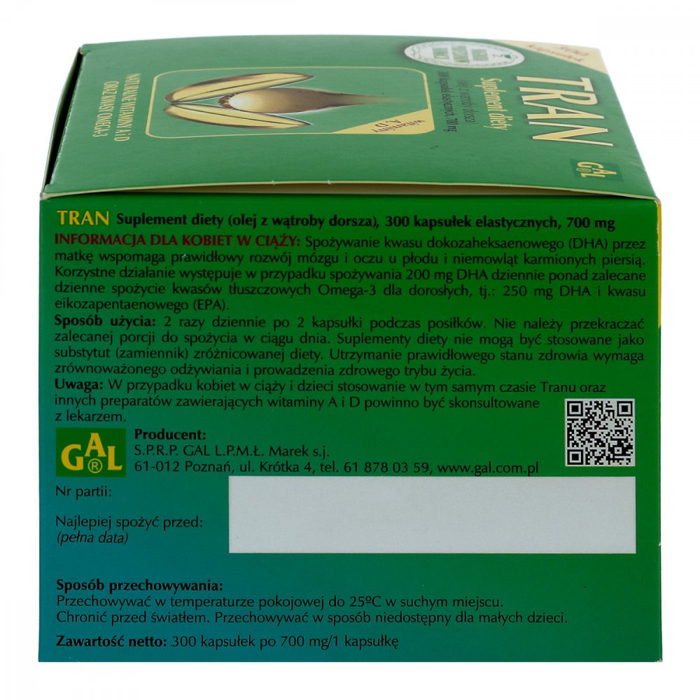 Tran w kapsułkach Gal, tran Gal 300 kapsułek opinie - Apo-Discounter.pl