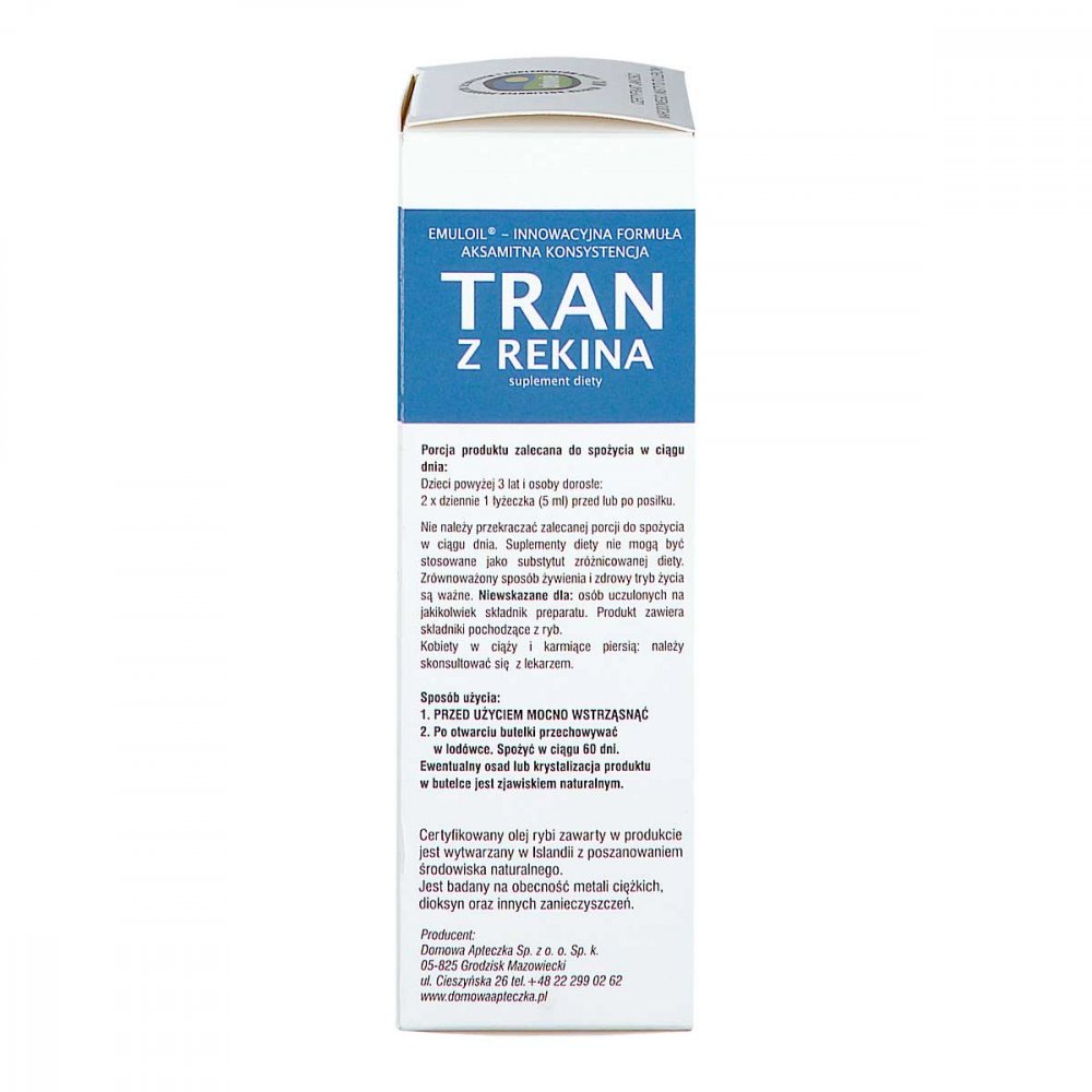 Tran z rekina grenlandzkiego smak mango-brzoskwinia 250 ml