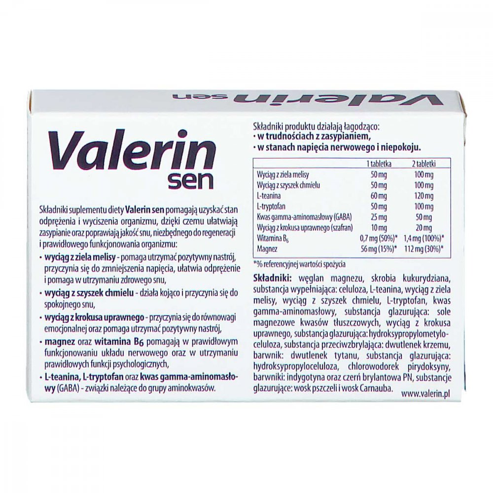 Valerin Sen, ziołowe tabletki na sen, tabletki Valerin Sen - Apo ...