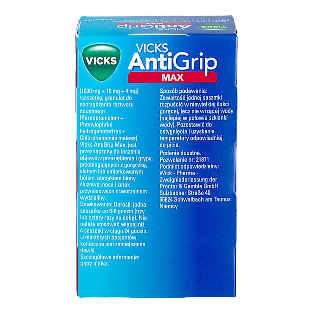 Vicks Antigrip Max saszetki 14 kup online | apteka internetowa apo ...