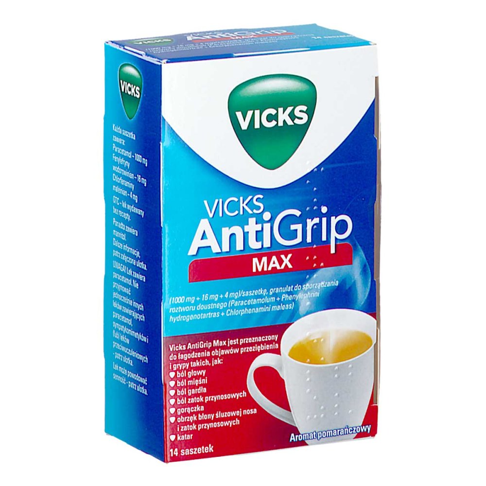 Vicks Antigrip Max saszetki 14 kup online | apteka internetowa apo ...