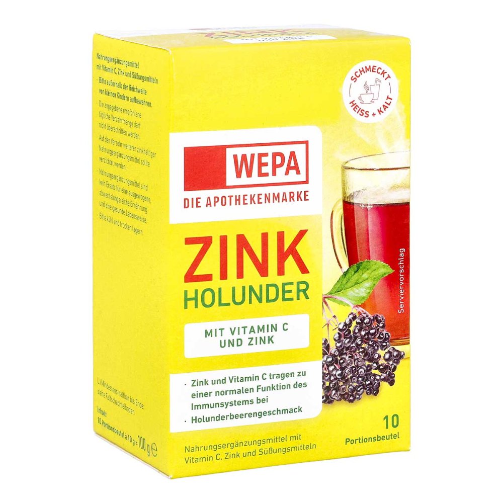 Wepa Zink Holunder+vit.c+zink Zuckerfrei Pulver 10X10 g