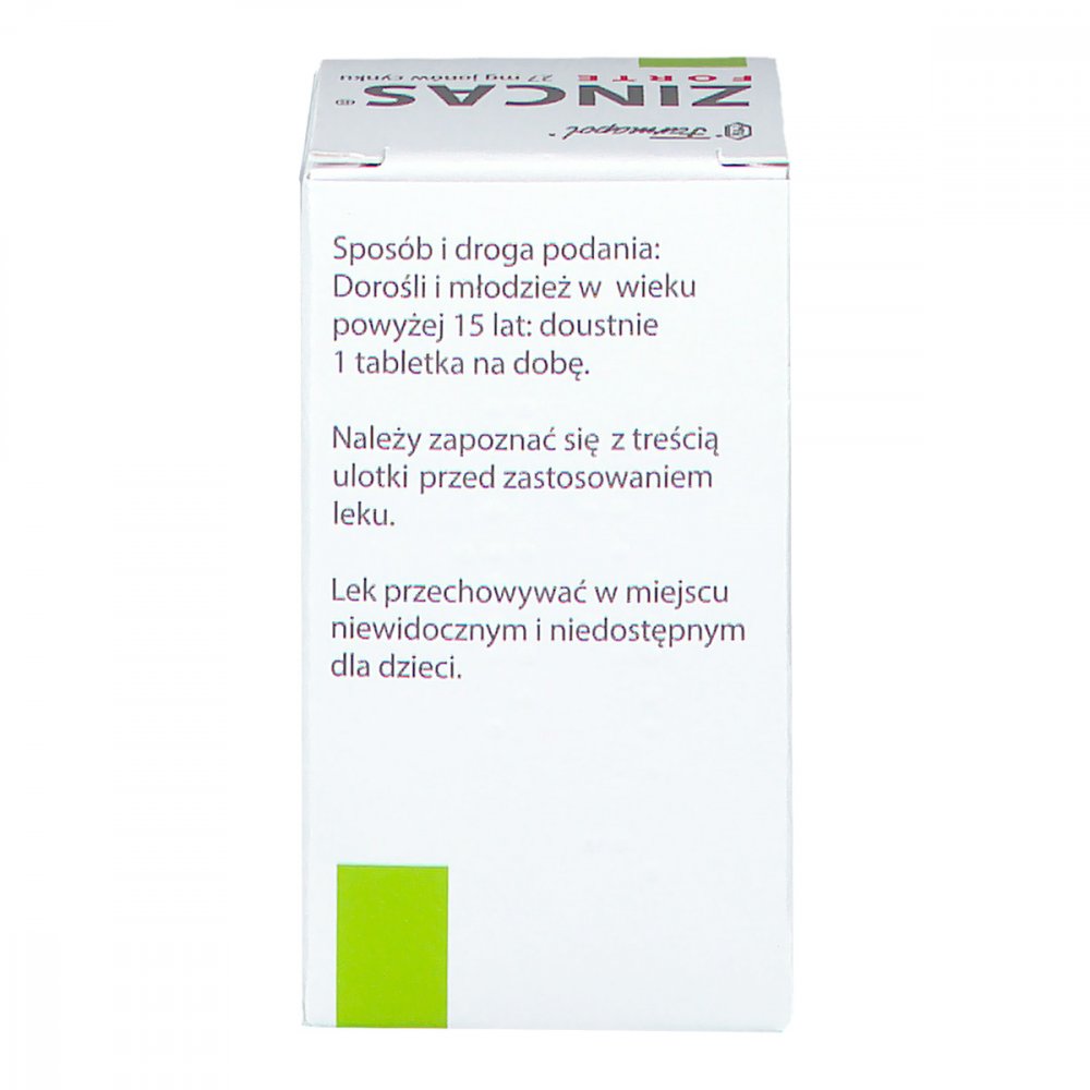Zincas Forte 27 mg jonów cynku, lek Zincas Forte - Apo-Discounter.pl