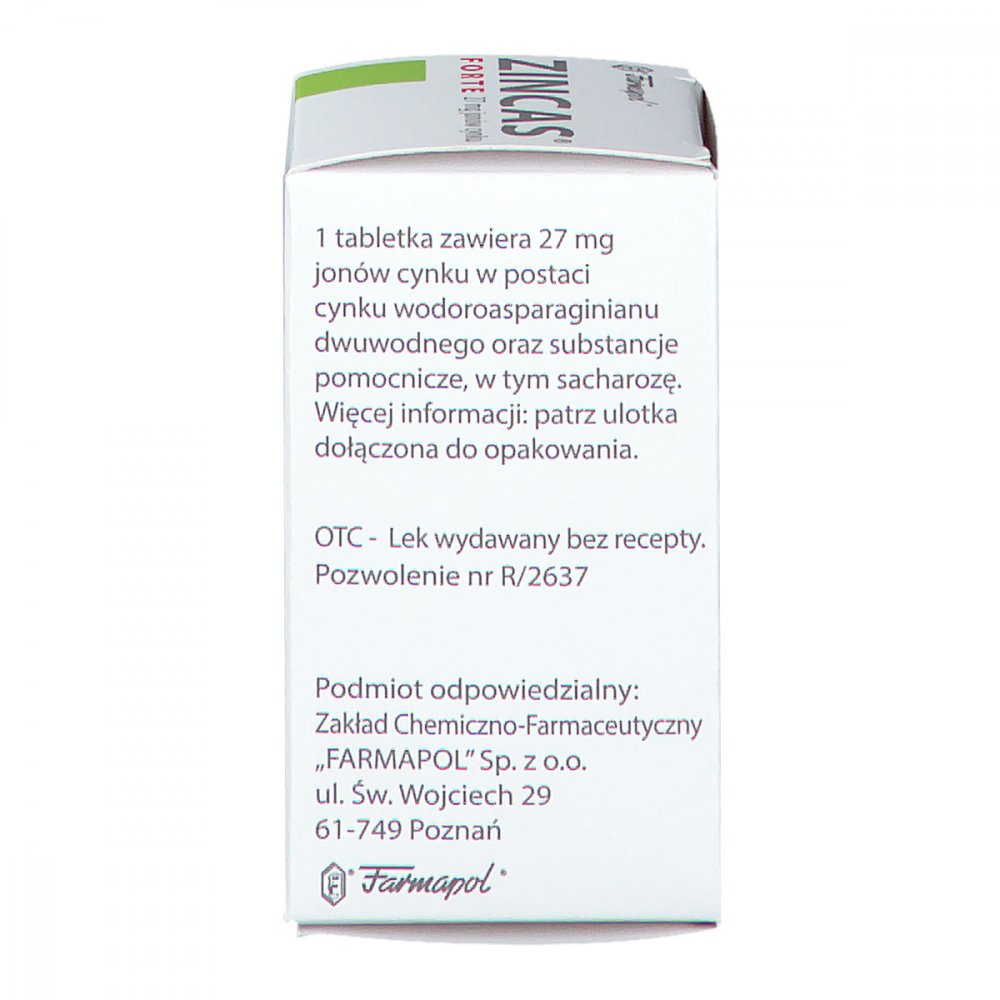 Zincas Forte 27 mg jonów cynku, lek Zincas Forte - Apo-Discounter.pl
