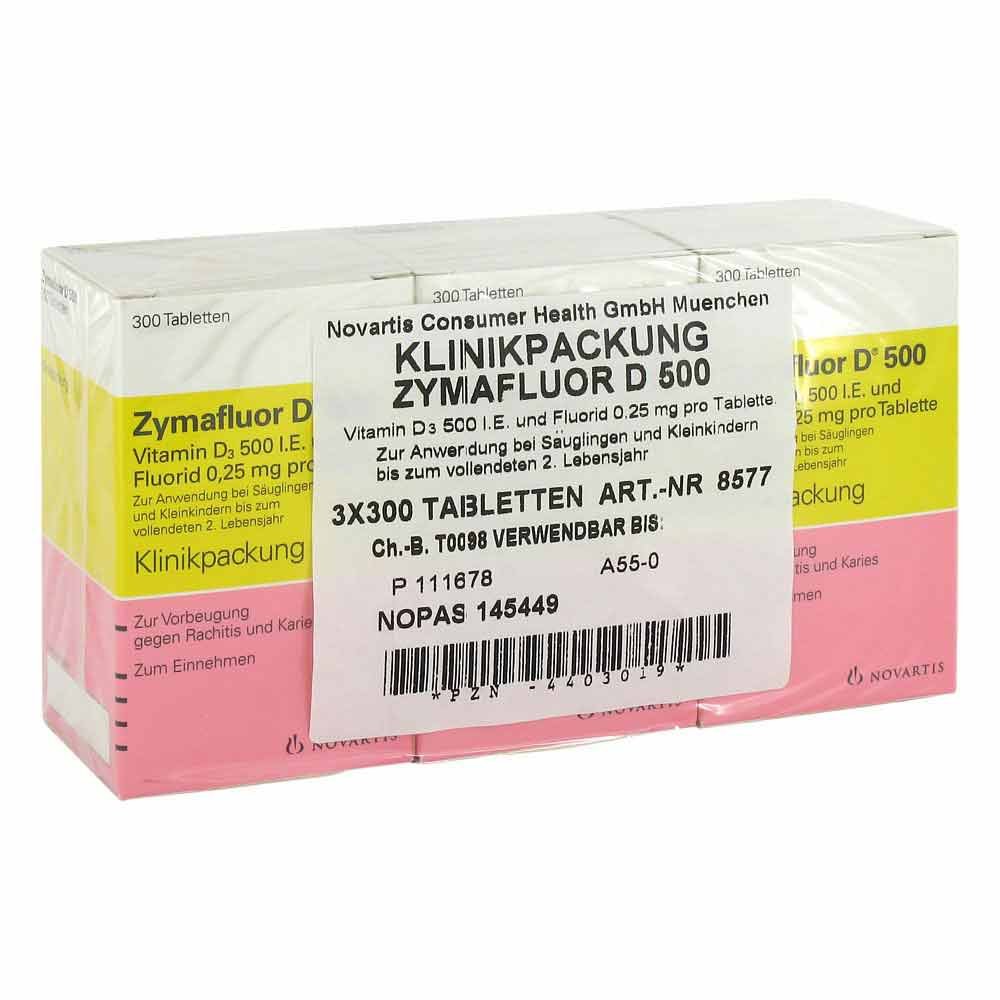 Zymafluor D 500, witamina D + fluor tabletki 3X300 szt.